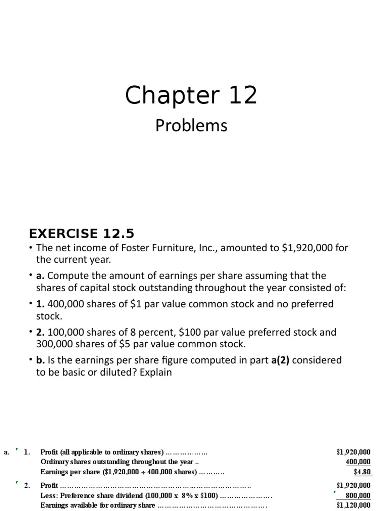 Chapter 12 Problems | PDF | Treasury Stock | Dividend