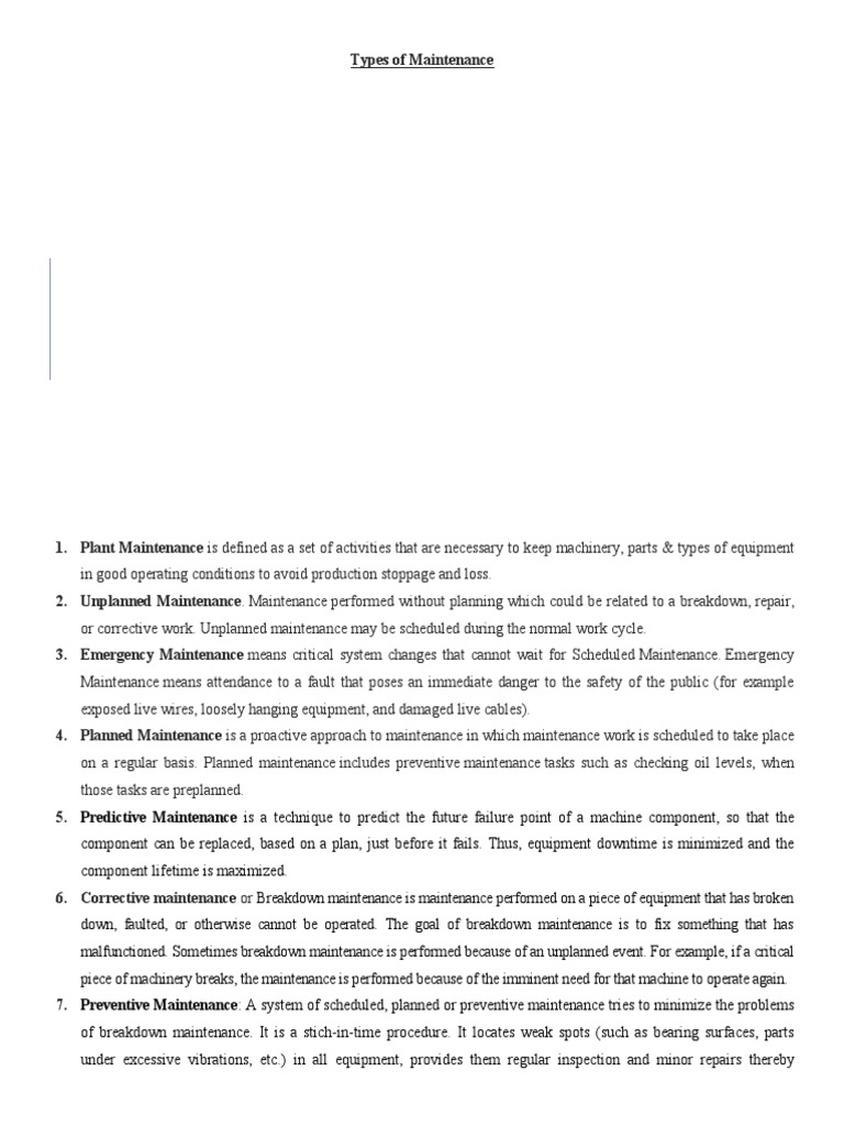 Types of Maintenance-2 | PDF | Systems Engineering | Mechanical Engineering