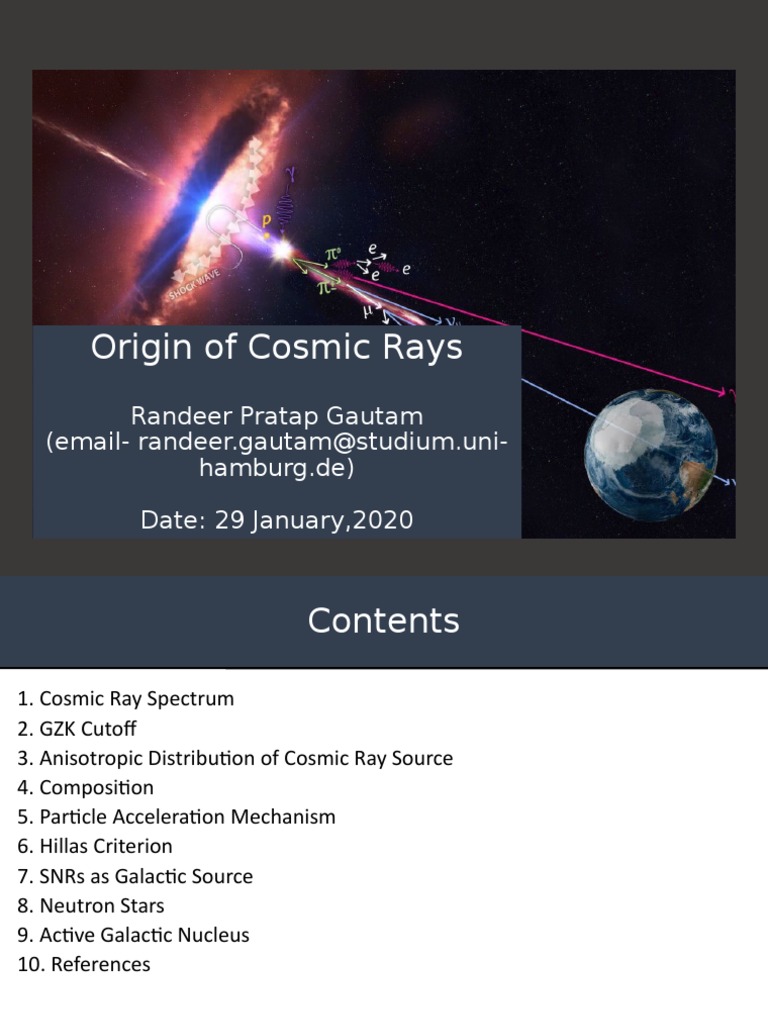 Origin of Cosmic Rays: Randeer Pratap Gautam (Email-Randeer - Gautam ...