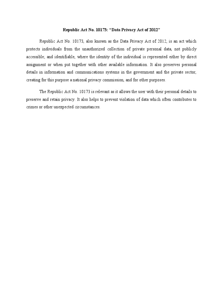 Republic Act No. 10173 | PDF