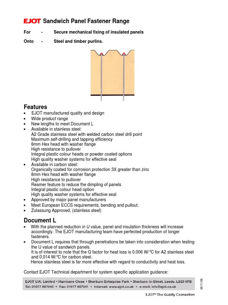 Sandwich Panel Fasteners | PDF