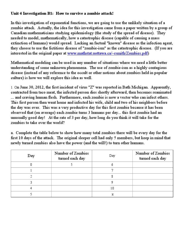 Zombie Attack Survival Math Guide | PDF | Zombies | Infection