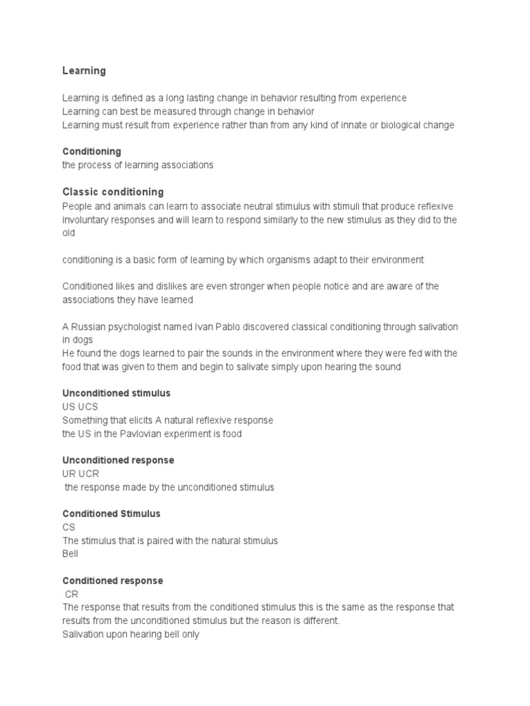 Learning: Conditioning | PDF | Classical Conditioning | Reinforcement