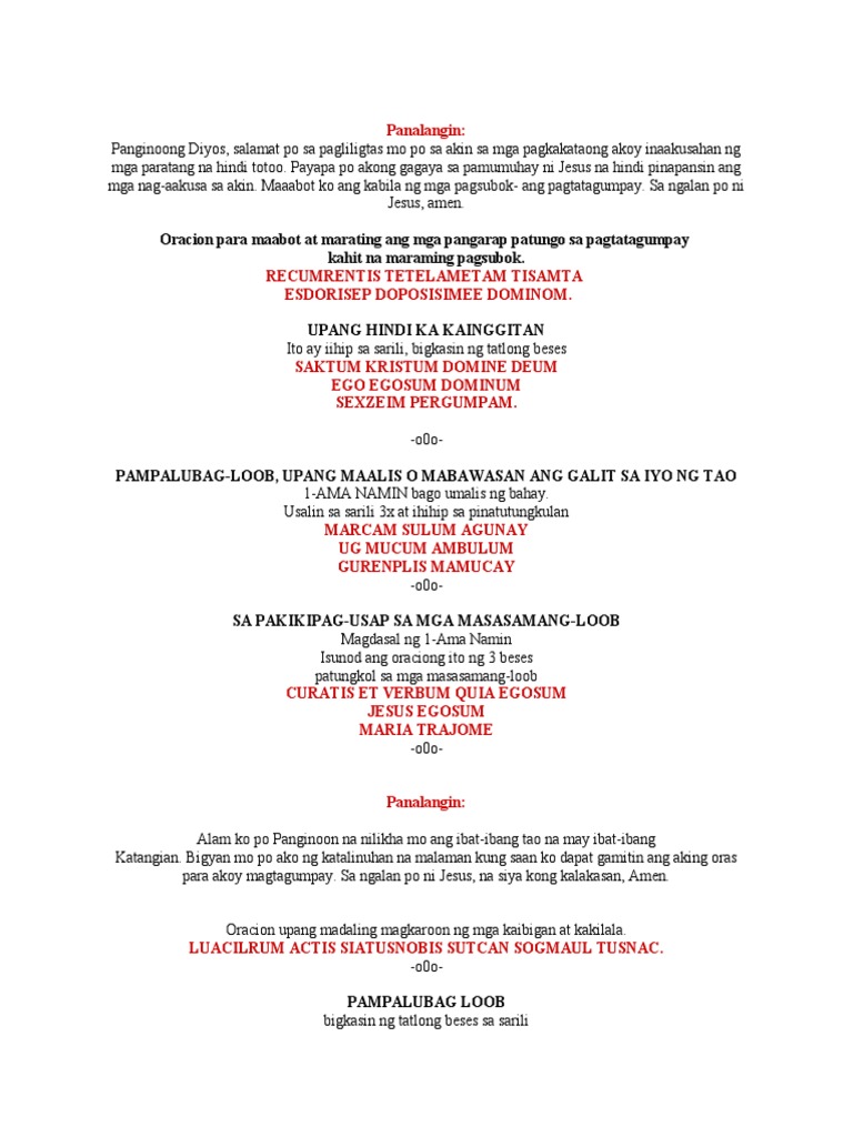 Mga Mainam Na Orasyon | PDF