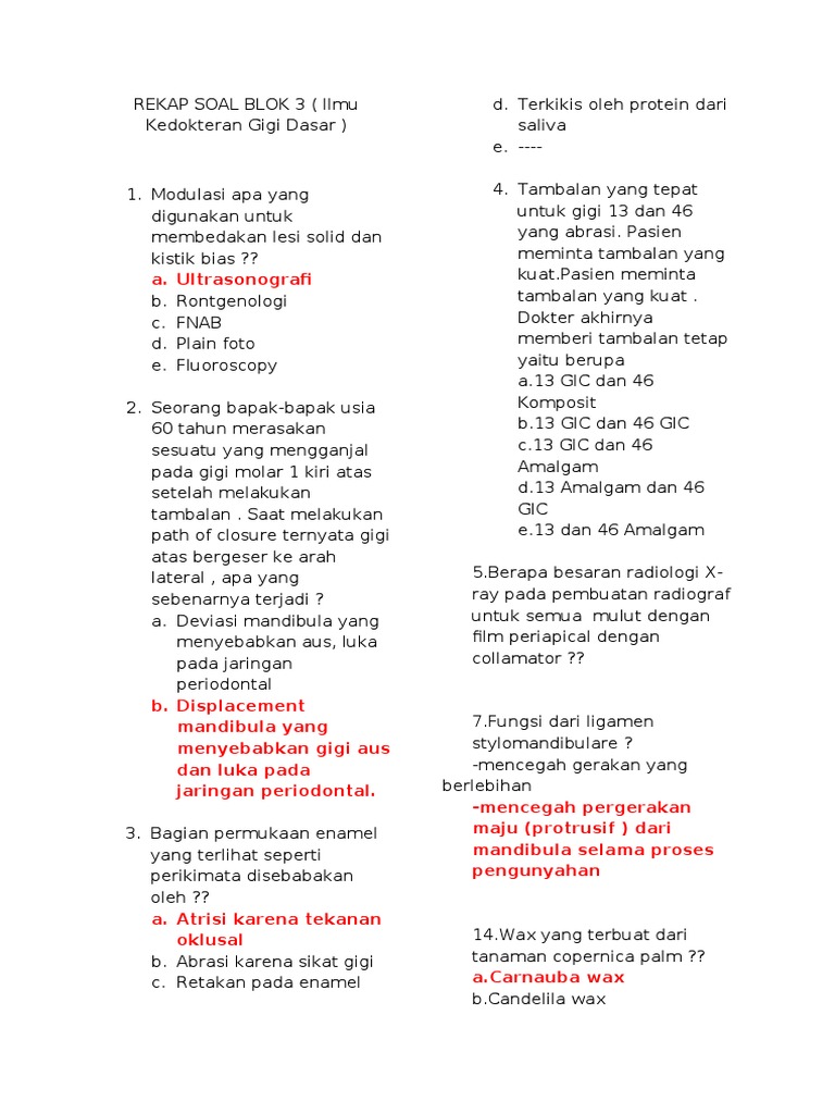 Rekap Soal Ujian Blok 3 | PDF