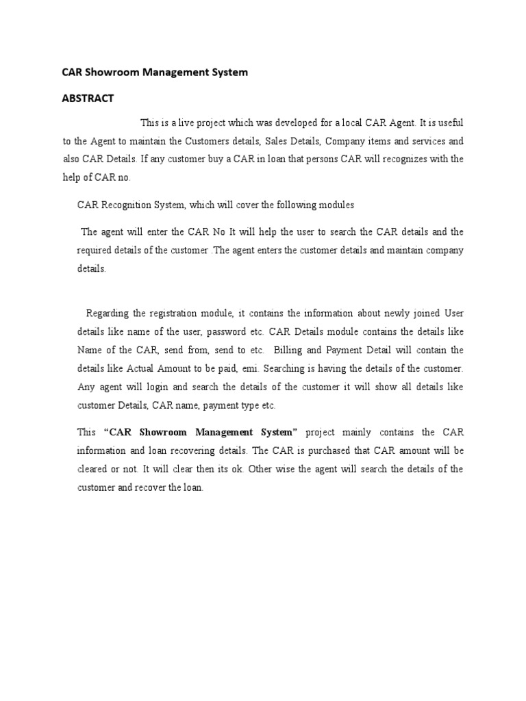 Car Showroom Management System | PDF | Software Testing | Inheritance ...