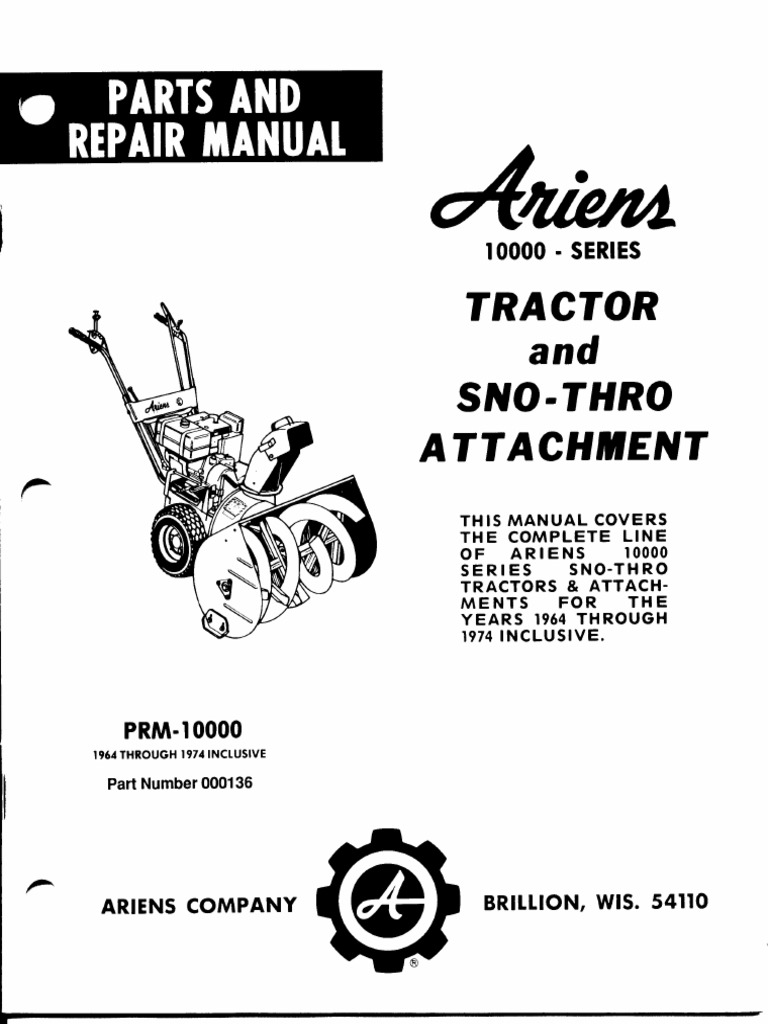 Ariens Tractor & Sno Thro Attachment 10000 Series | PDF