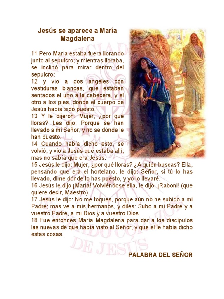 Jesús Se Aparece A María Magdalena TEXTO | PDF