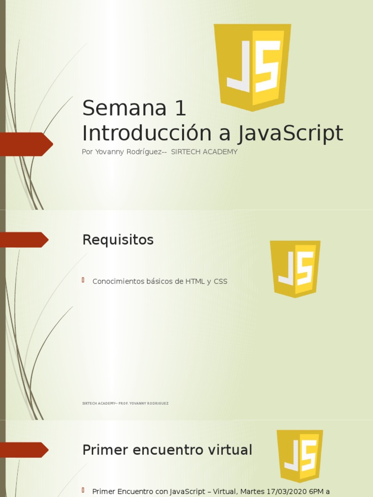 Semana 1 Introduccion A JS | PDF | Script Java | HTML