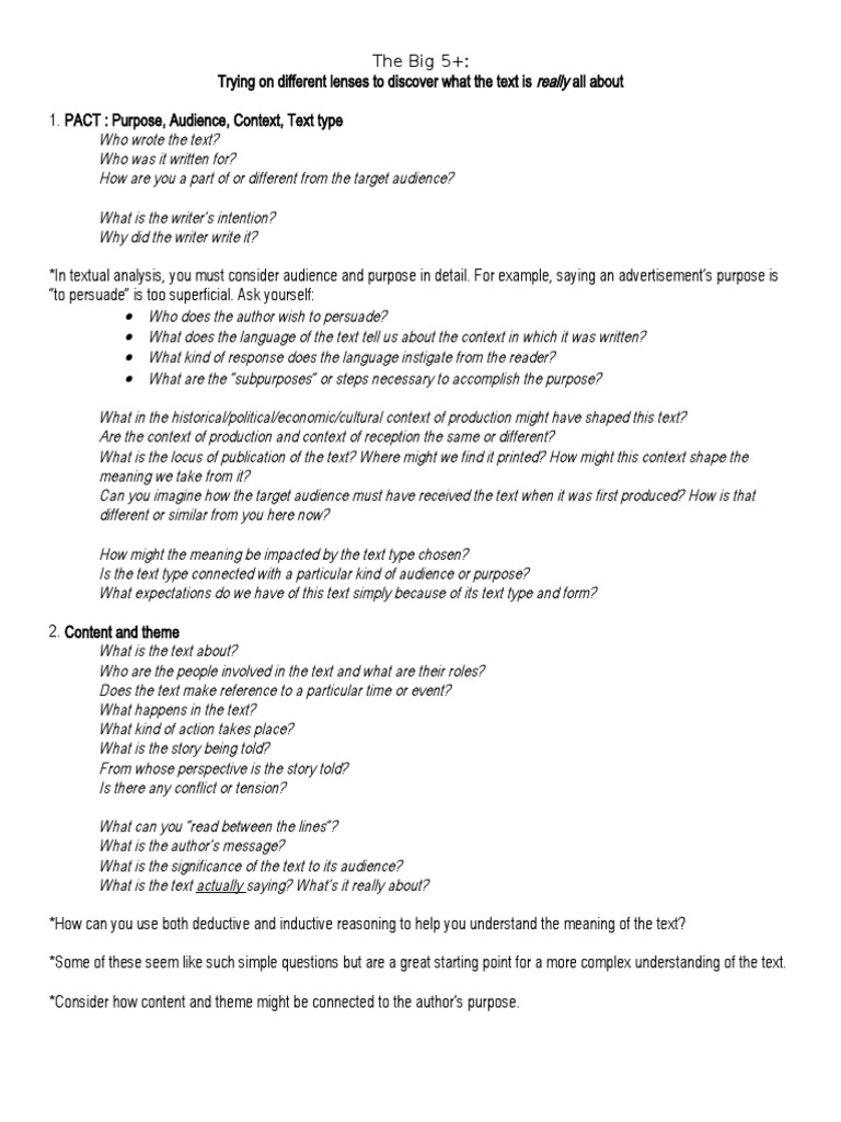 The Big 5 Plus Revised Again | PDF | Irony | Writers