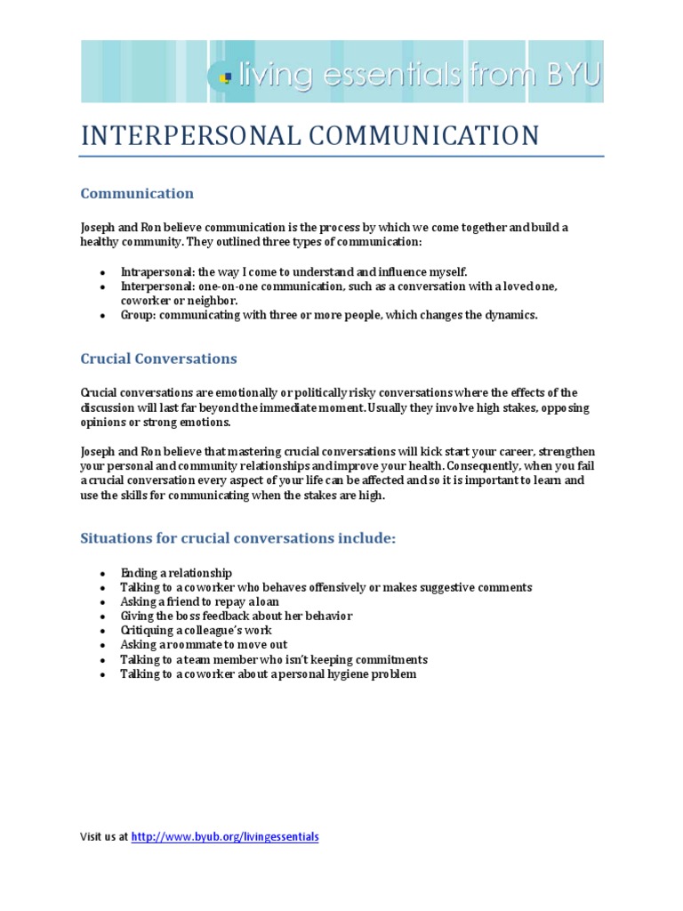 Crucial Conversations | PDF | Conversation | Interpersonal Relationships