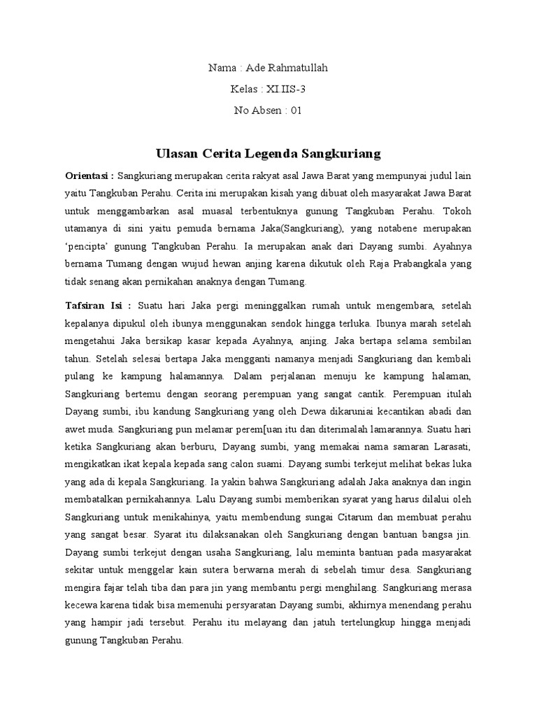 (Ade Rahmatullah) Ulasan Sangkuriang | PDF