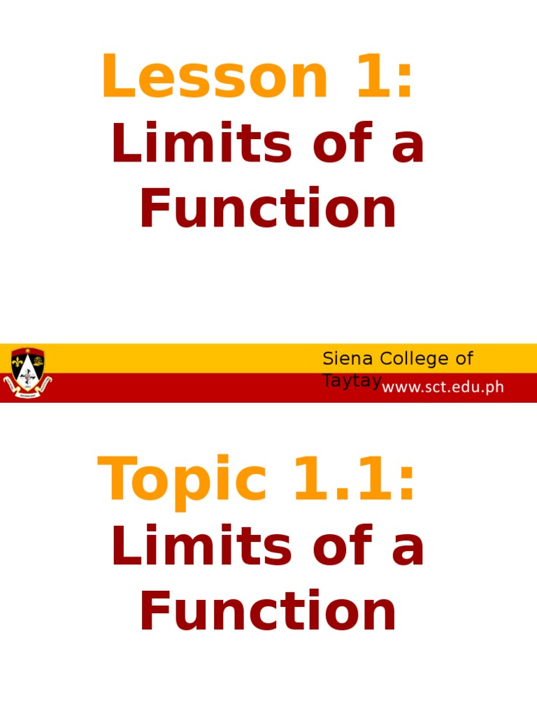 Topic 1.1-1.2 Limits of A Function | PDF | Function (Mathematics ...