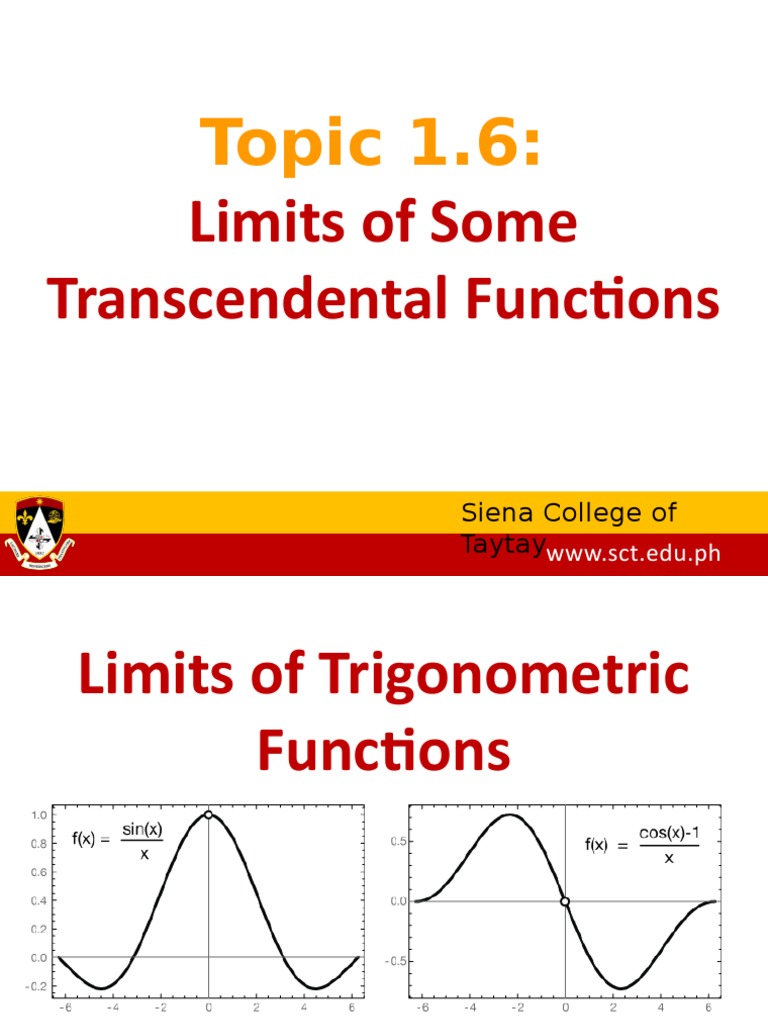 Topic 1 6 Limits Of Some Transcendental Functions Pdf Trigonometric Functions Numbers