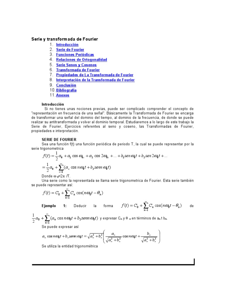 Serie y Transformada de Fourier | PDF | Integral | Series de Fourier