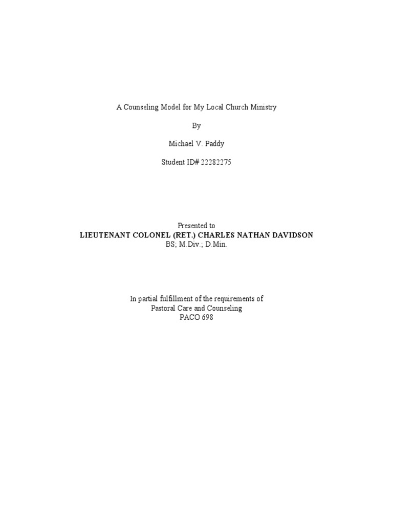 Counseling Model for Church Ministry | PDF | Ancient Mediterranean ...