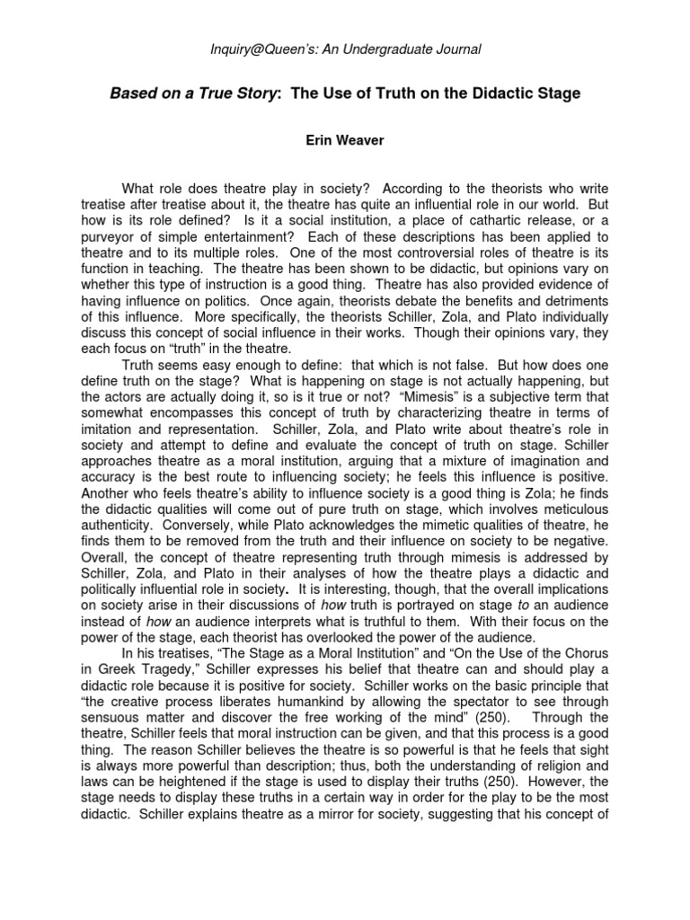 The Use of Truth On The Didactic Stage | PDF | Theatre | Truth