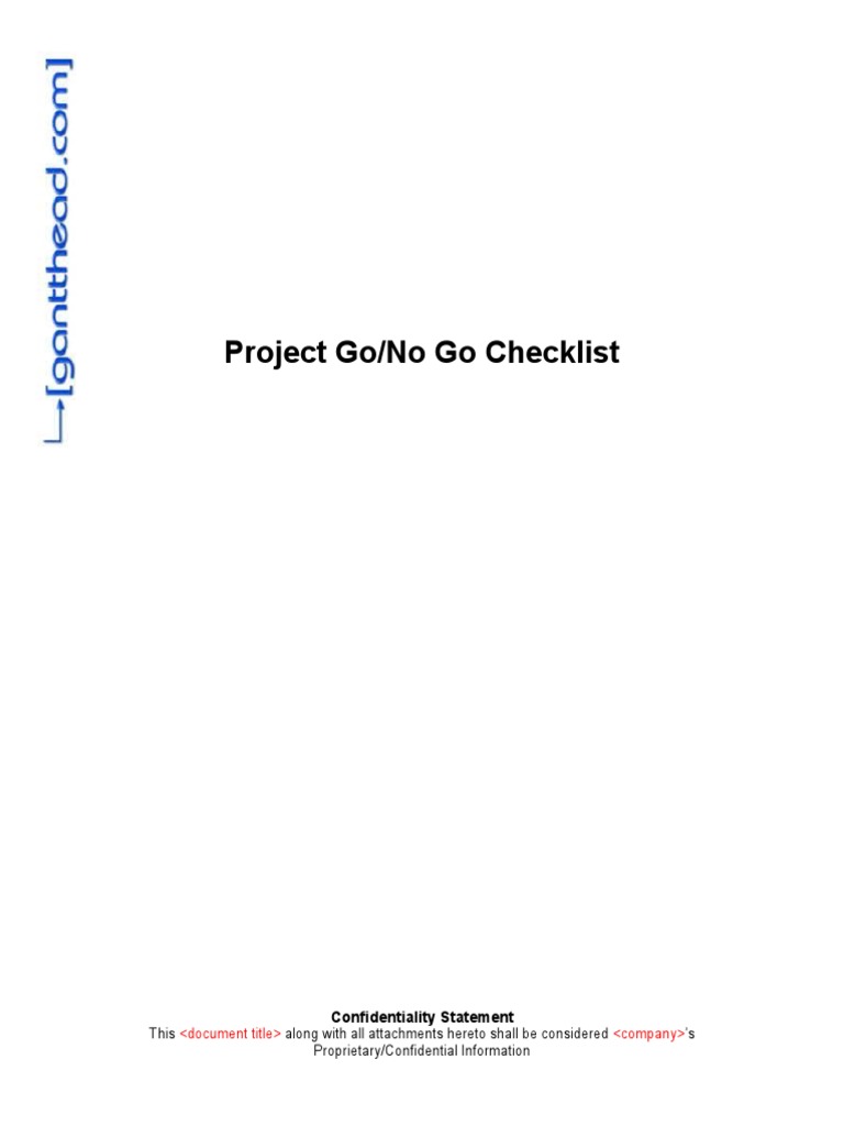Project Go No Go Checklist | PDF | Career & Growth | Finance & Money ...