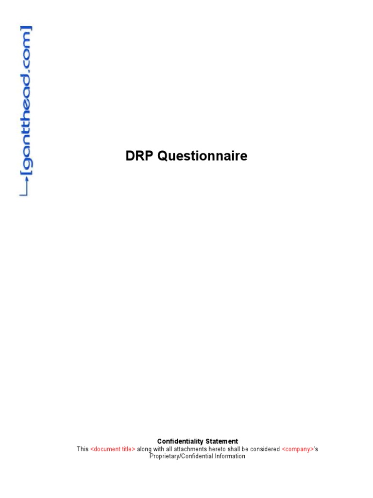 DRP Questionnaire | PDF | Disaster Recovery | Information Management