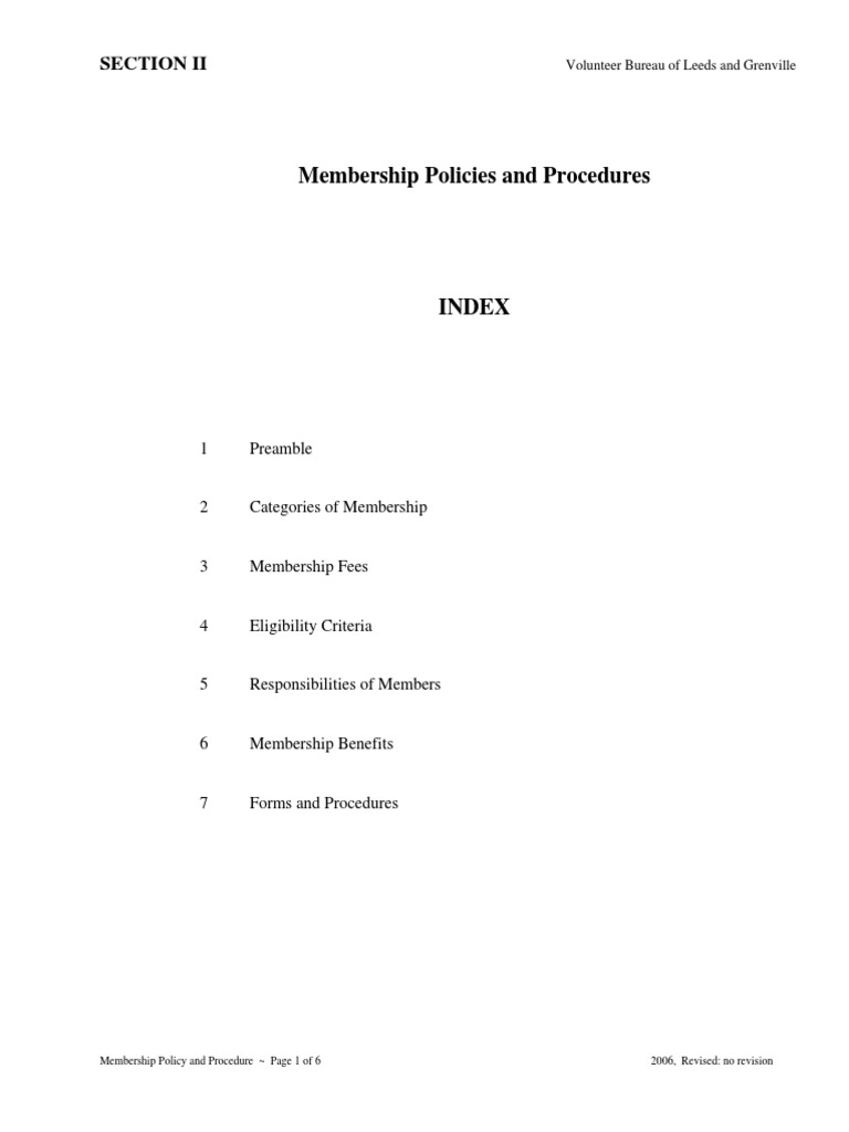 Sample - Membership Policies and Procedures - VBLG | PDF | Volunteering ...