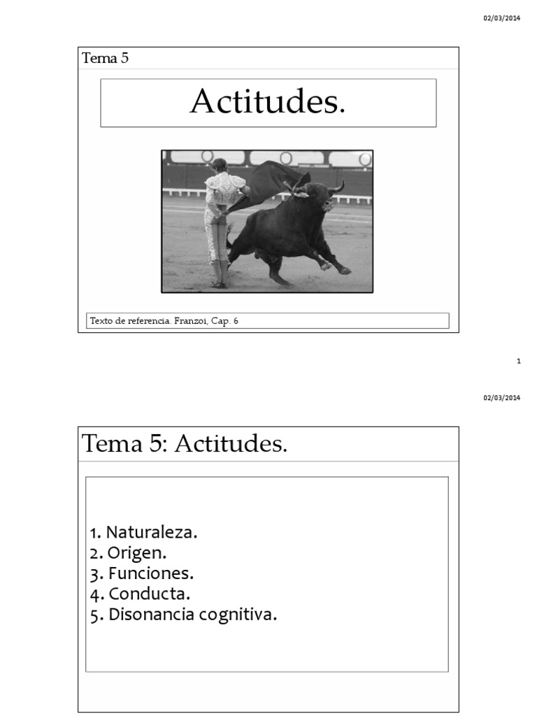 Tema 5 Actitudes | PDF | Actitud (psicología) | Comportamiento