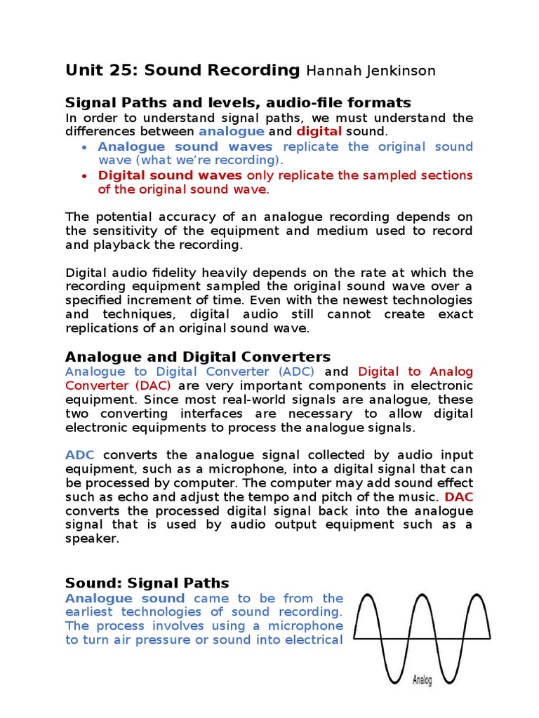 Unit 25 Sound Recording | PDF | Data Compression | Microphone