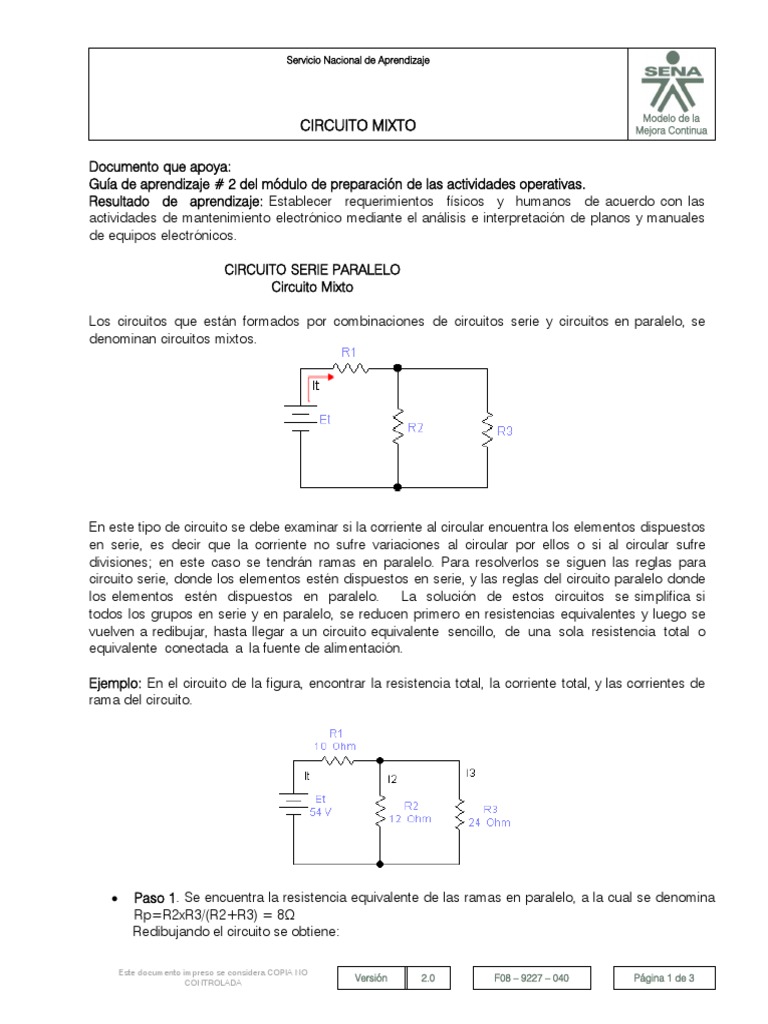 Ejercicios de Circuitos Mixtos Resueltos | PDF | Resistencia Eléctrica ...