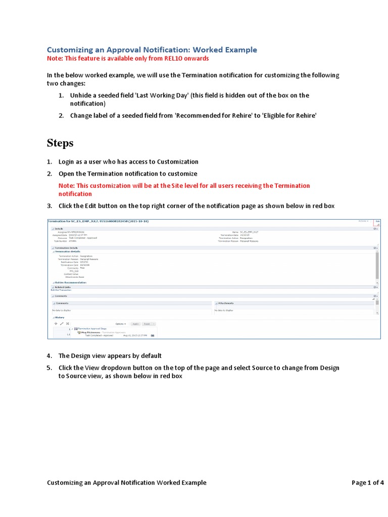 Customizing An Approval Notification - Worked Example PDF | PDF