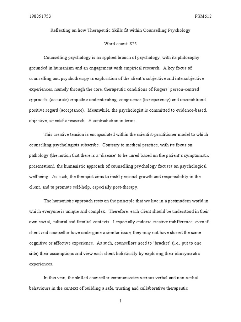 Counselling Skills - Reflective Essay | PDF | Humanistic Psychology ...