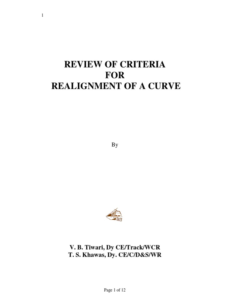 Curve Criteria Realignment | PDF | Track (Rail Transport) | Nature