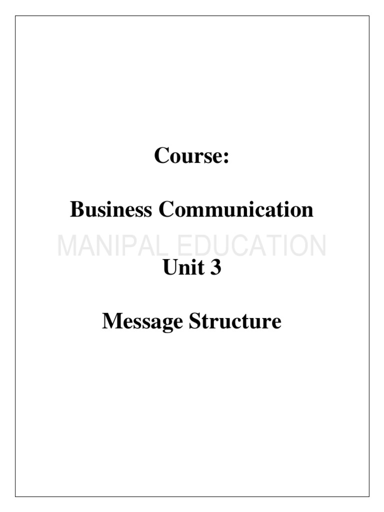 Unit 3 - Message Structure - SLM PDF | PDF | Memorandum | Punctuation