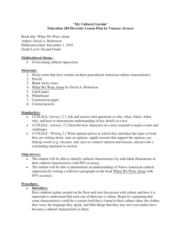 Diversity Lesson Plan-1 | PDF | Books | Reason