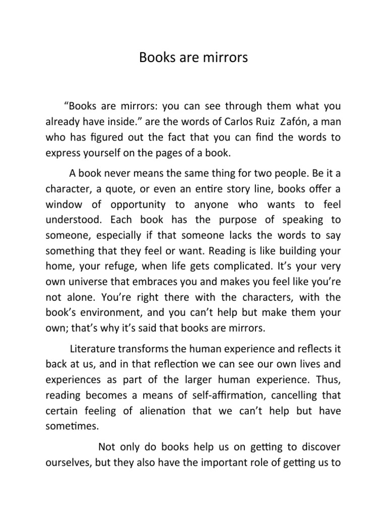 Books Are Mirrors | PDF | Philosophy | General Fiction