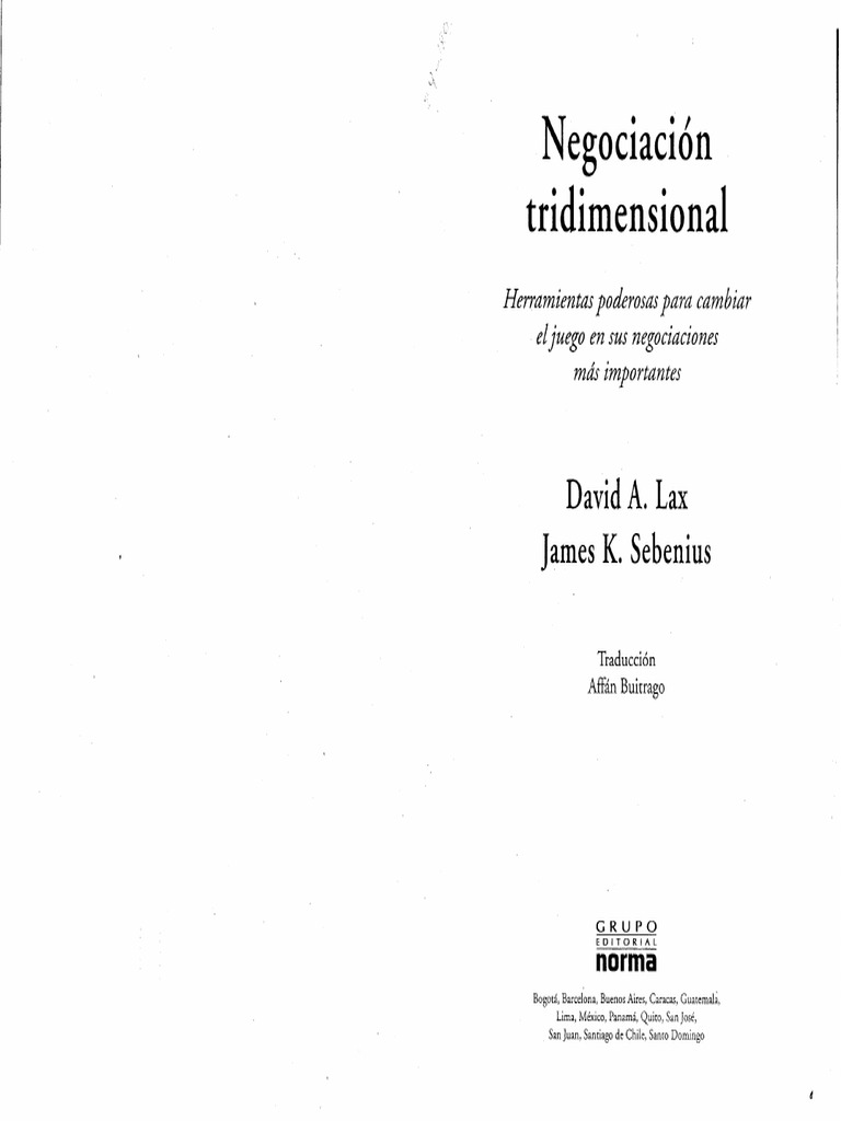 James Sebenius y David Lax - Negociacion Tridimensional | PDF