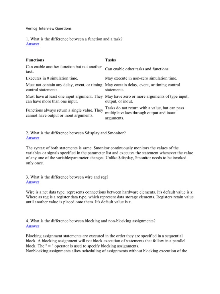 Verilog Interview Questions Pdf Parameter Computer Programming Computer Programming