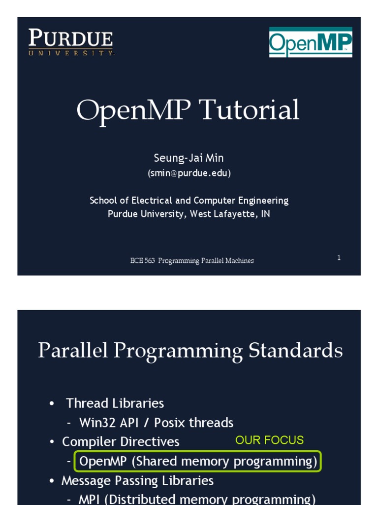 Openmp Tutorial Seung Jai Min Pdf Computer Science Concurrent Computing