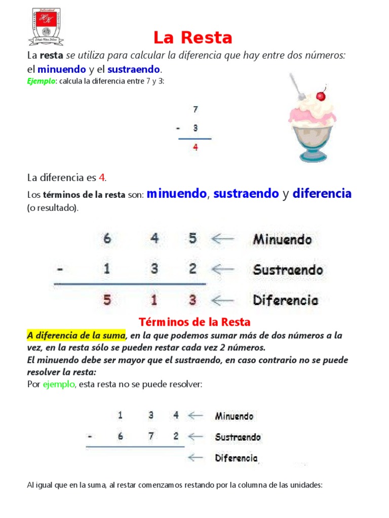 La Resta | PDF | Sustracción | Teoría de los números