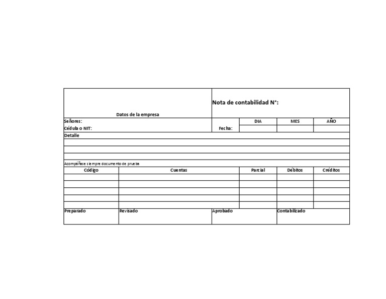 Formato Nota de Contabilidad | PDF