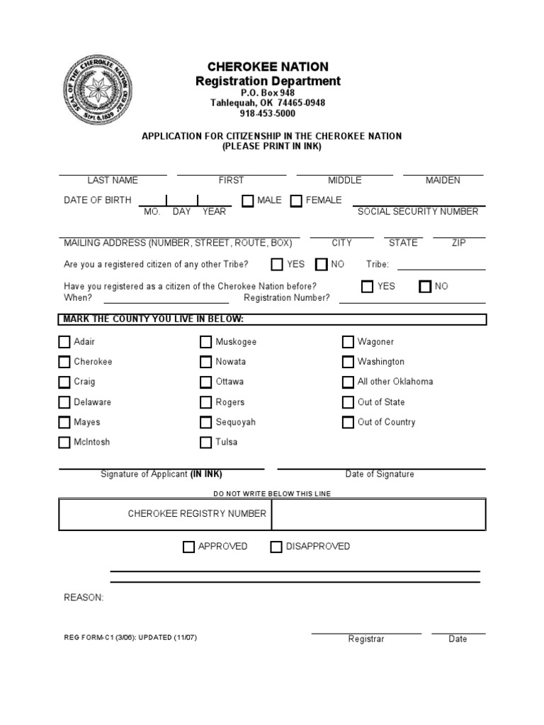 Cherokee Registration | Cherokee | Government | Free 30-day Trial | Scribd