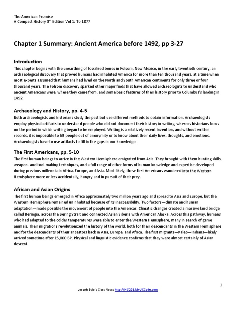 Chapter 1 Summary: Ancient America Before 1492, PP 3 27: Joseph Eulo's ...