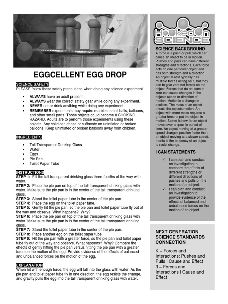 Experiment Guide Eggcellent Egg Drop | PDF | Force | Mass