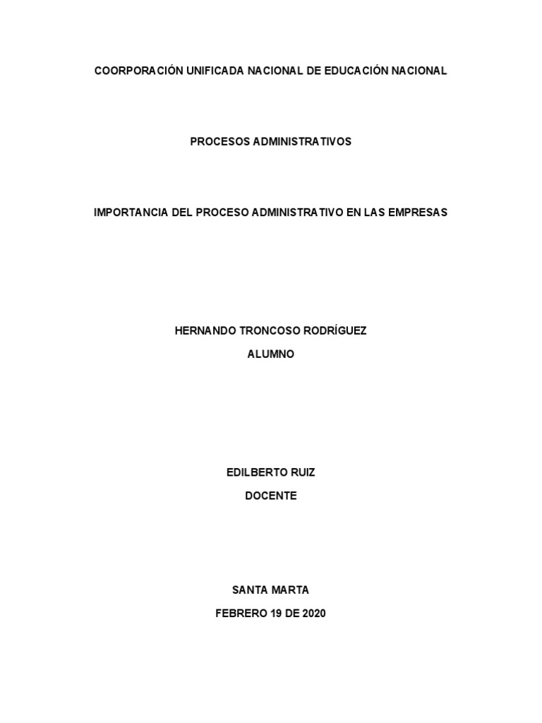 Ensayo Importancia Del Proceso Administrativo en Las Empresas | PDF | Planificación | Conceptos ...