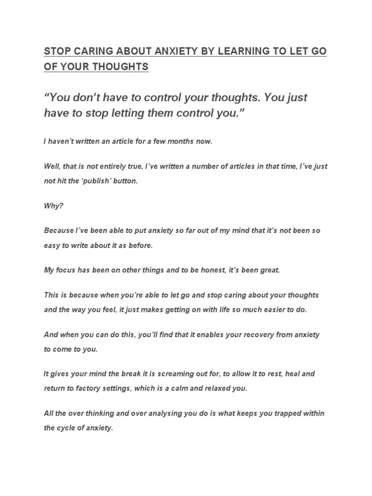 You Don't Have To Control Your Thoughts. You Just Have To Stop Letting ...