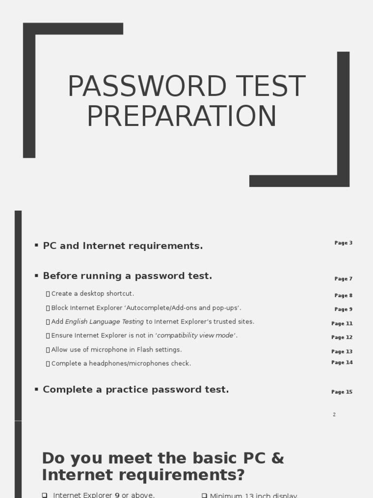 Preparing For The Password English Test Step by Step | PDF | Internet ...
