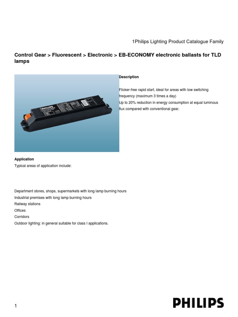 TLD Lamp Electronic Ballasts Overview | PDF | Incandescent Light Bulb ...