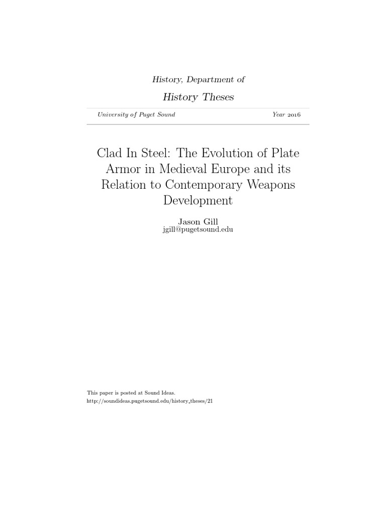 Clad in Steel - The Evolution of Plate Armor in Medieval Europe | PDF ...