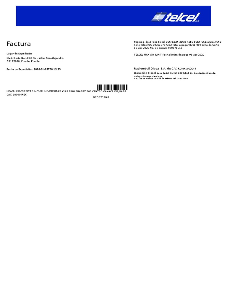 Facturas Telcel | PDF | Telecomunicaciones | Inalámbrico