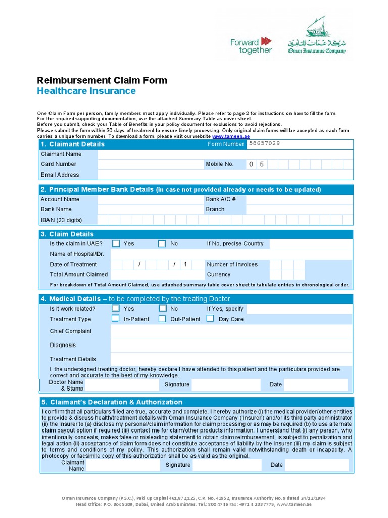 Reimbursement Claim Form PDF | PDF | Patient | United Arab Emirates
