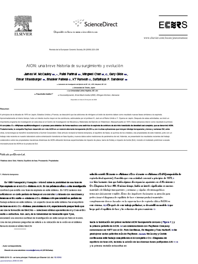 Historia y evolución del AlON | PDF | Fase (materia) | Oxígeno