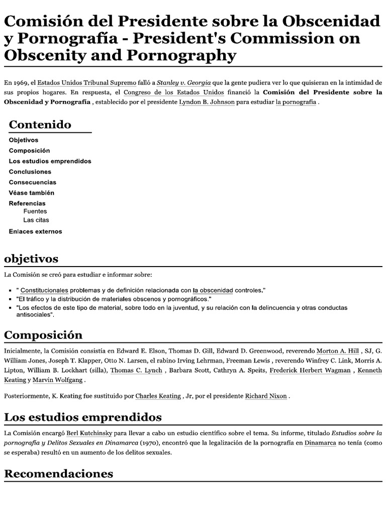 Comisión Del Presidente Sobre La Obscen... Scenity and Pornography - Qwertyu - Wiki PDF | PDF